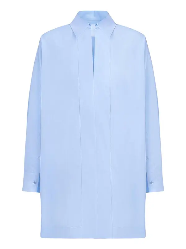DONDUP Polo-neck Shirt Dress With Buttoned Cuffs - Blue