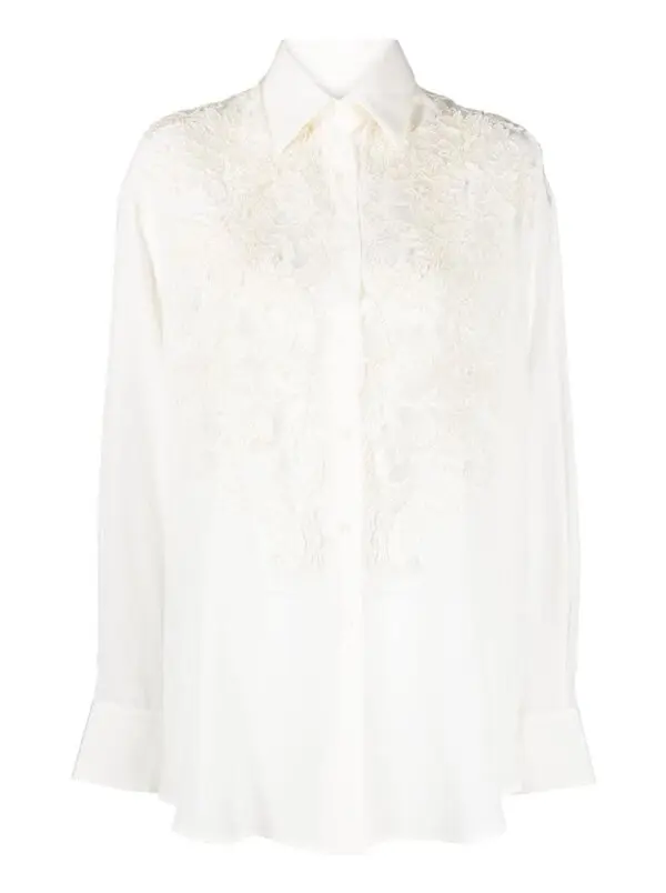 Ermanno Scervino Floral Lace Silk Shirt - No