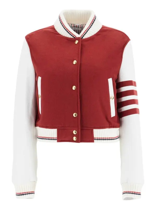 Thom Browne Striped Buttoned Bomber Jacket - Red