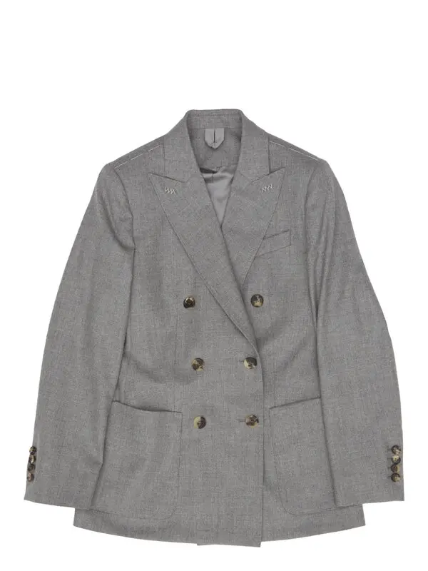 Max Mara Double-breasted Long-sleeved Jacket - Gray