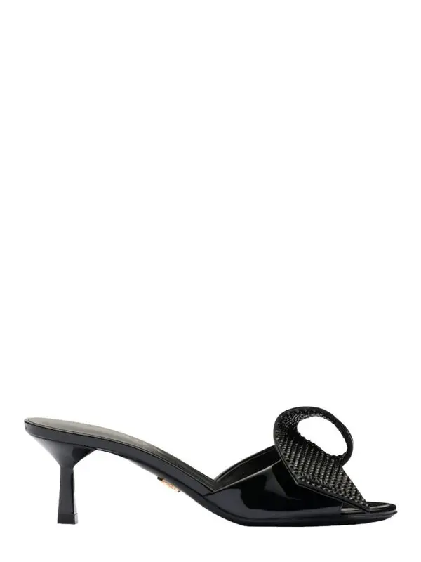 Prada Bow-detailed Slip-on Sandals With Crystal Embellishments - Black