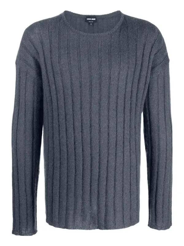 Giorgio Armani Ribbed Knit Mohair-wool Blend Jumper - Black
