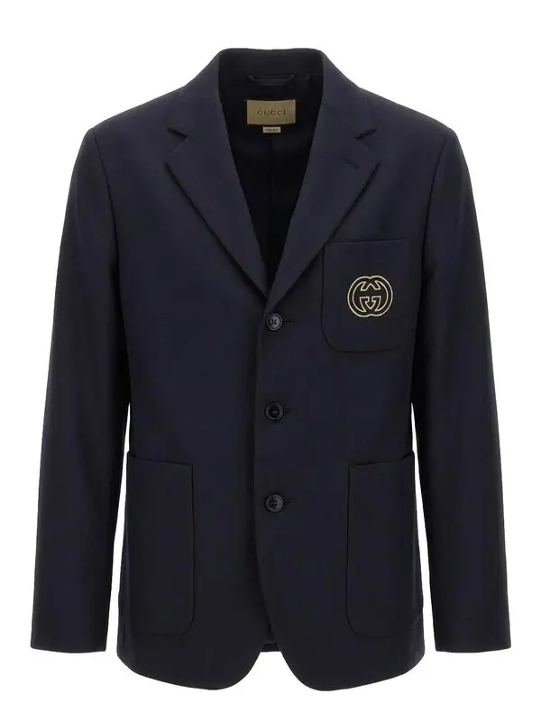 Gucci Interlocking G Single Breasted Blazer - Blue