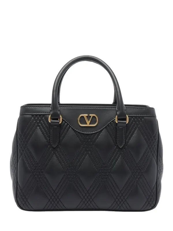 Valentino Garavani Quilted Logo Shoulder Bag - Black