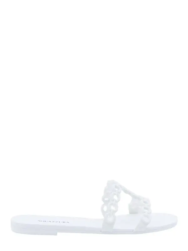 AQUAZZURA Chain Strap Flat Sandals - White