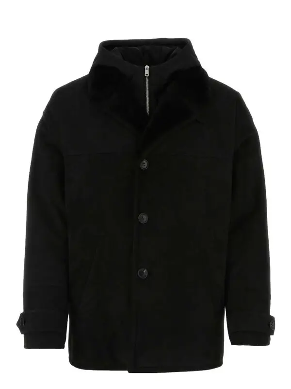 Prada High-neck Long-sleeved Jacket With Removable Hooded Vest - Black