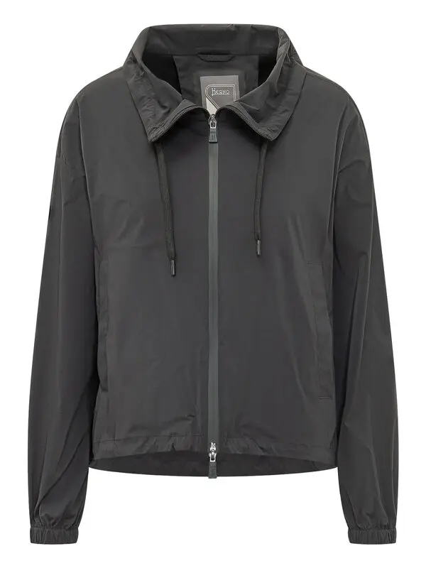 Herno Drawstring Zip Hooded Jacket - Black
