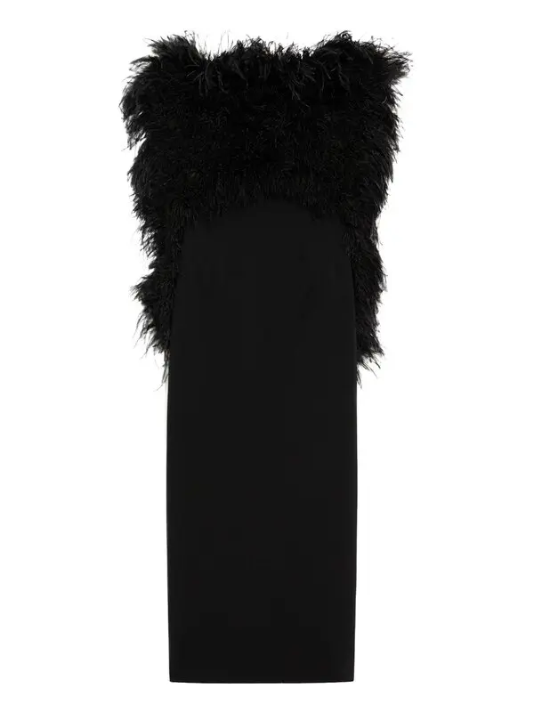 Sportmax Sleeveless Cut-out Feather-trimmed Dress - Black