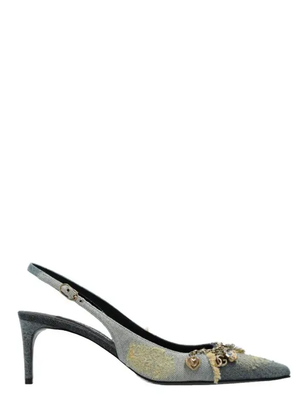 Dolce & Gabbana Embellished Pointed Toe Slingback Pumps - Black