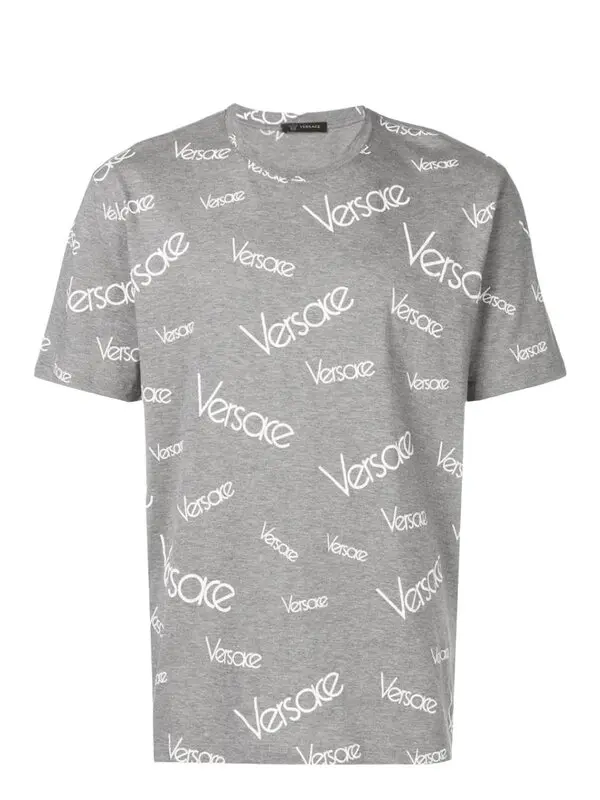 Versace Logo Printed T-shirt - Gray