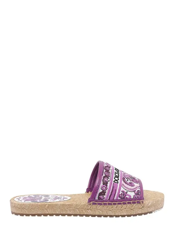Dolce & Gabbana Logo Embroidered Espadrille Slides - Purple