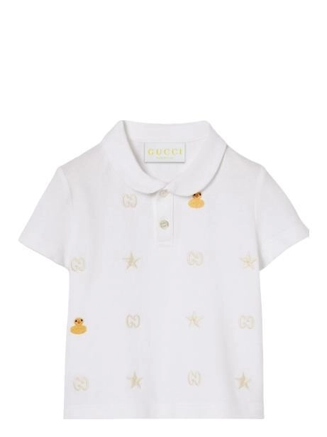 Gucci Embroidered Cotton Polo Shirt - White