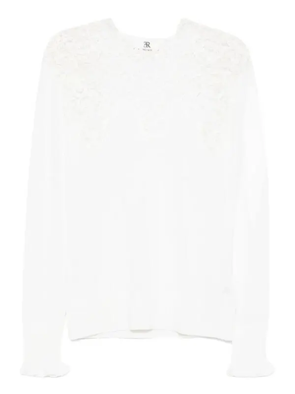 Ermanno Scervino Lace Insert Long Sleeve Blouse - Snow White
