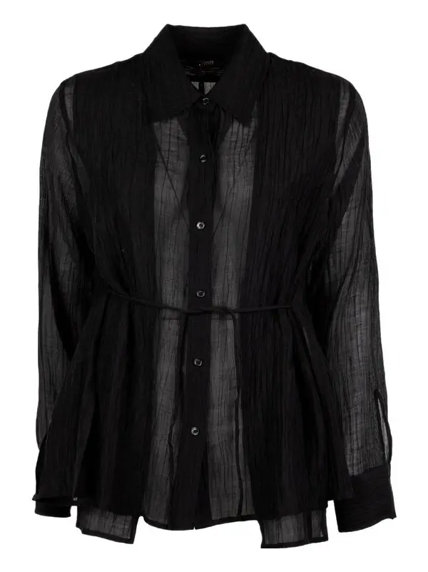 Seventy Crinkled-finish Belted Shirt - Black
