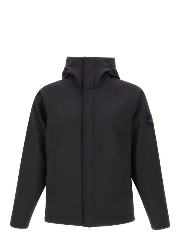 Stone Island Softshell Hooded Parka - Black