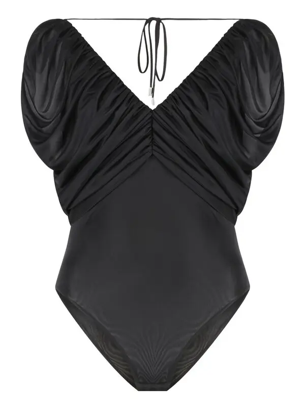 Pinko V-neck Ruched Bodysuit - Black