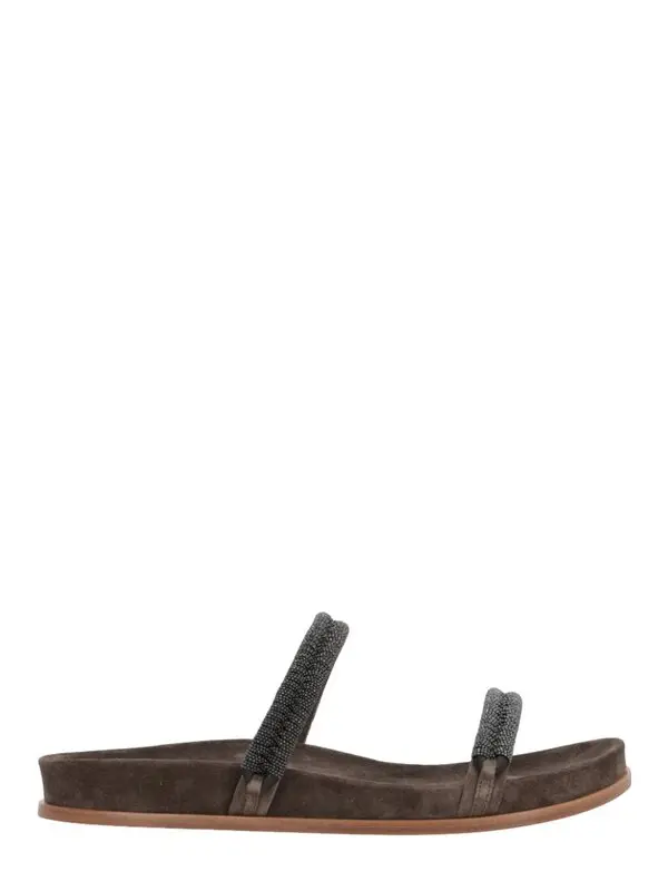 Brunello Cucinelli Embellished Slip-on Sandals - Brown
