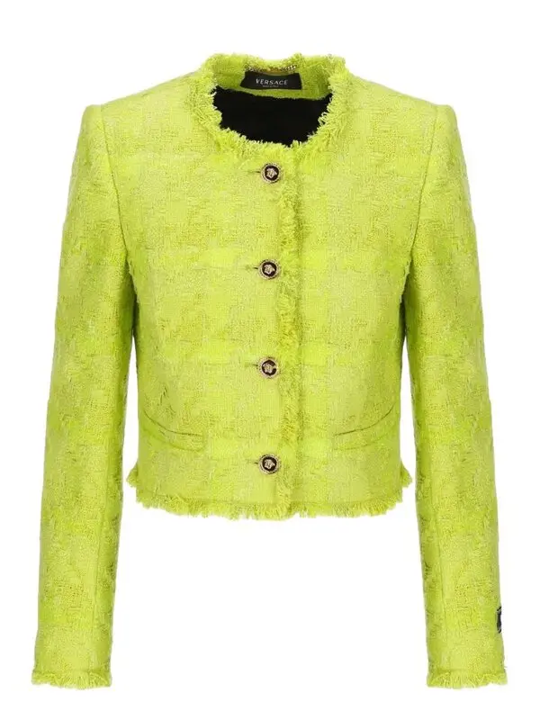 Versace Tweed Button-up Jacket - Yellow