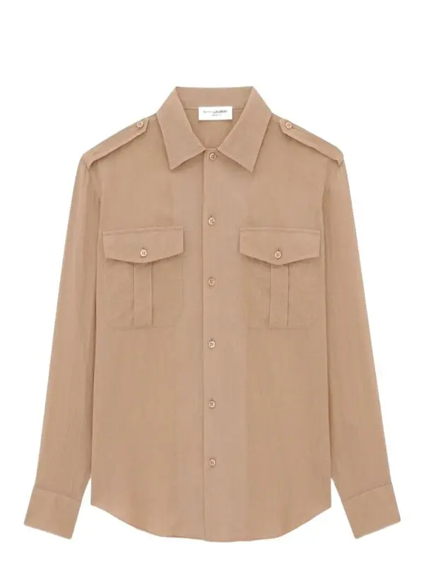 Saint Laurent Buttoned Long-sleeved Shirt - Nude