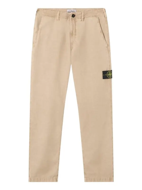 Stone Island Logo Patch Straight-leg Trousers - Desert