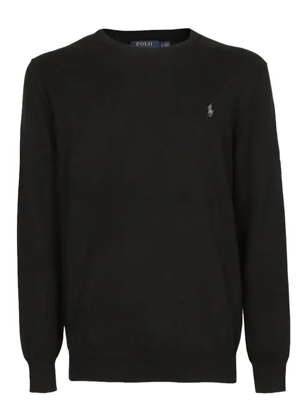 Polo Ralph Lauren Crew Neck Knitted Pullover With Logo - Black
