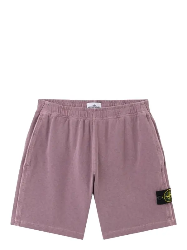 Stone Island Logo Patch Old Effect Shorts - Purple-gray