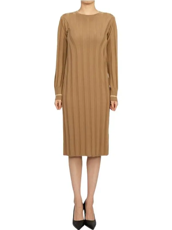 Max Mara Long-sleeved Knitted Dress - Brown