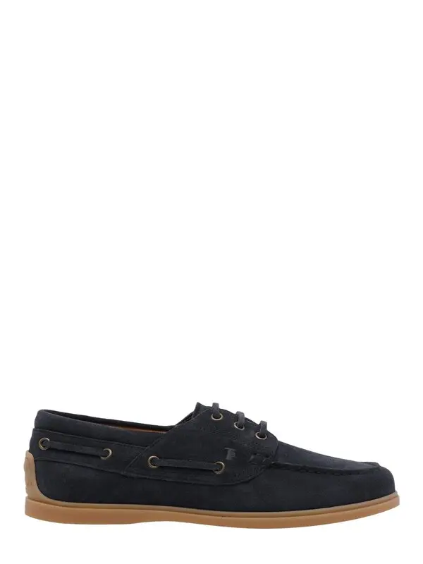 TOD'S Embossed Logo Lace-up Loafers - Black