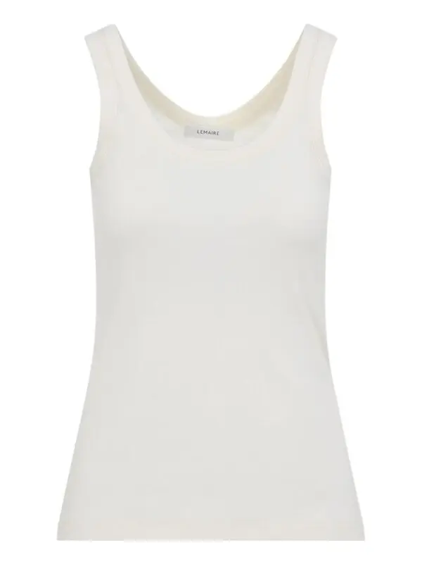 LEMAIRE Sleeveless Fitted Top With Crewneck And Ribbed Details - White