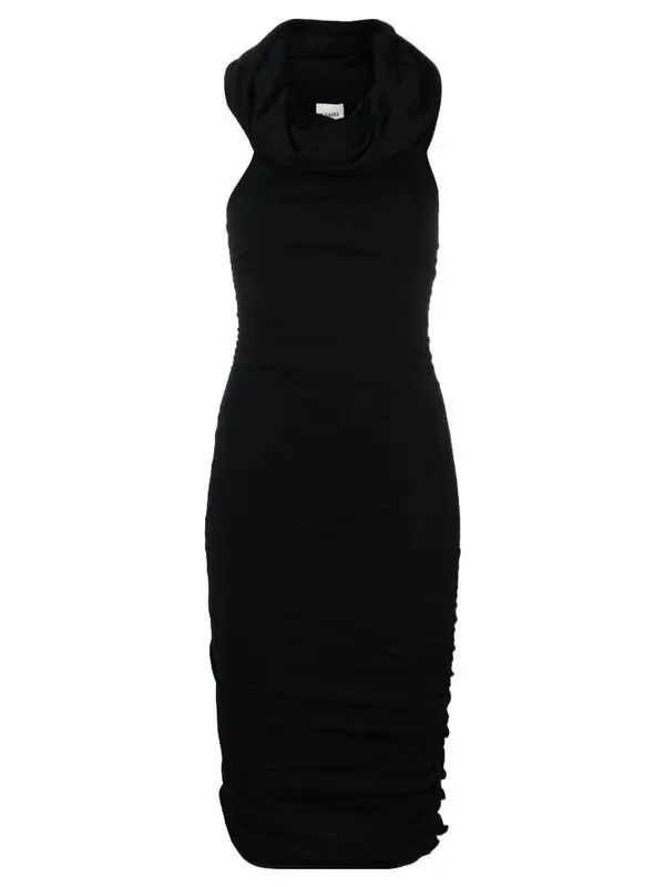 Khaite Off-the-shoulder Ruched Midi Dress - Black