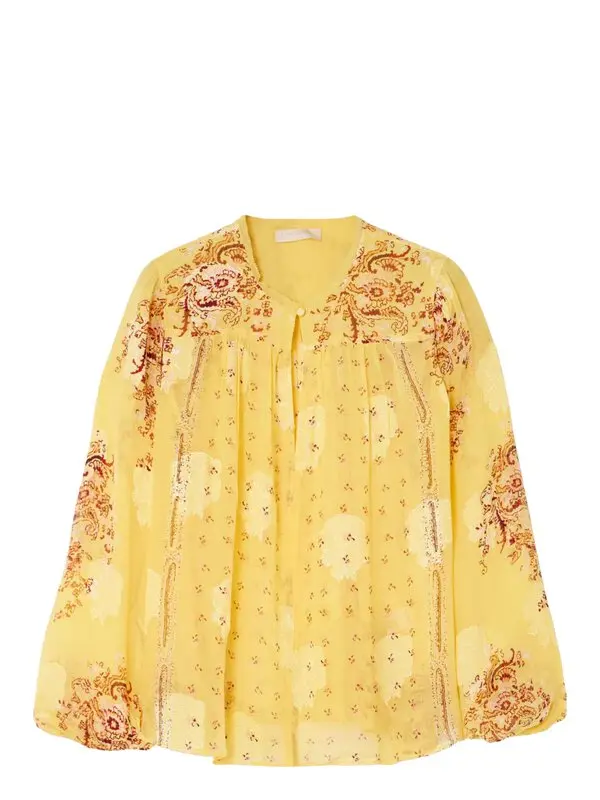 Ulla Johnson Aster Print Silk-blend Crepe Blouse - Yellow