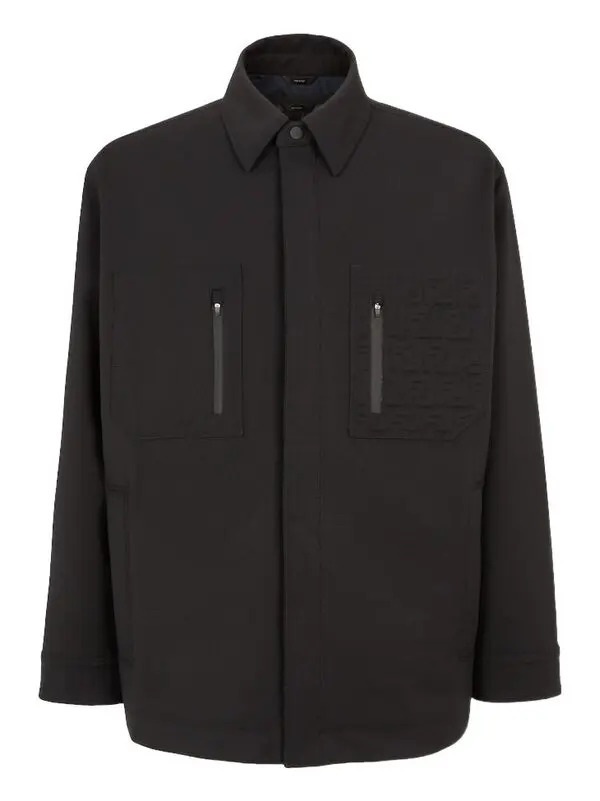Fendi Ff Motif Ski Shirt Jacket With Quilted Vest - Black