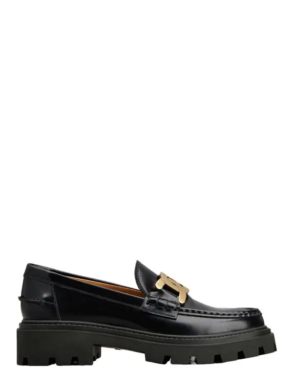 TOD'S Logo Plaque Slip-on Loafers - Black
