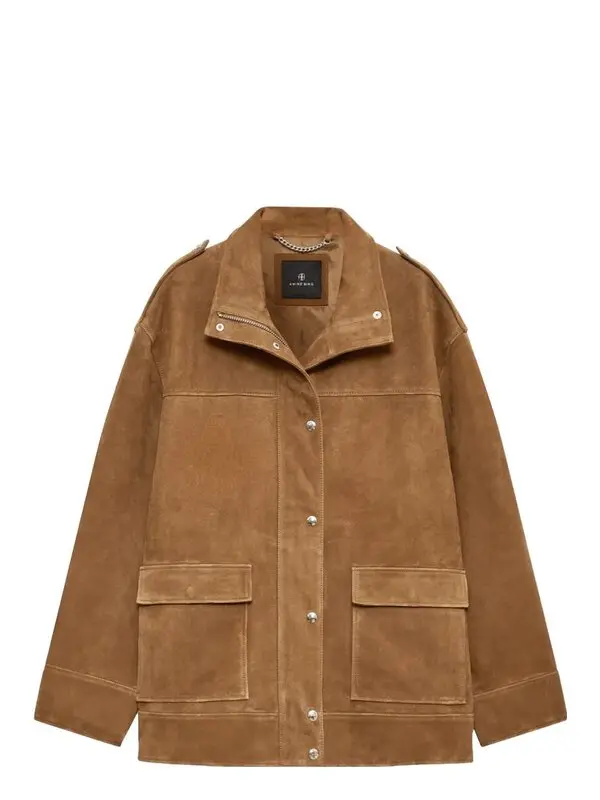 ANINE BING Snap-front Stand-collar Jacket - Brown