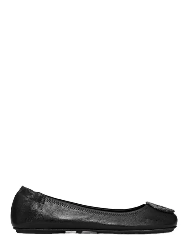 Tory Burch Minnie Logo Embellished Ballerina Flats - Black