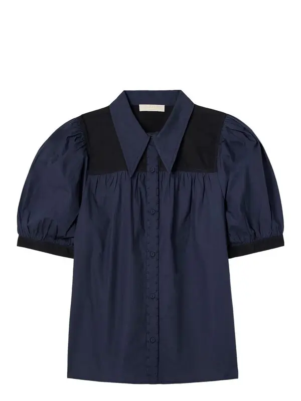 Ulla Johnson Freja Puff Sleeve Shirt - Navy Blue