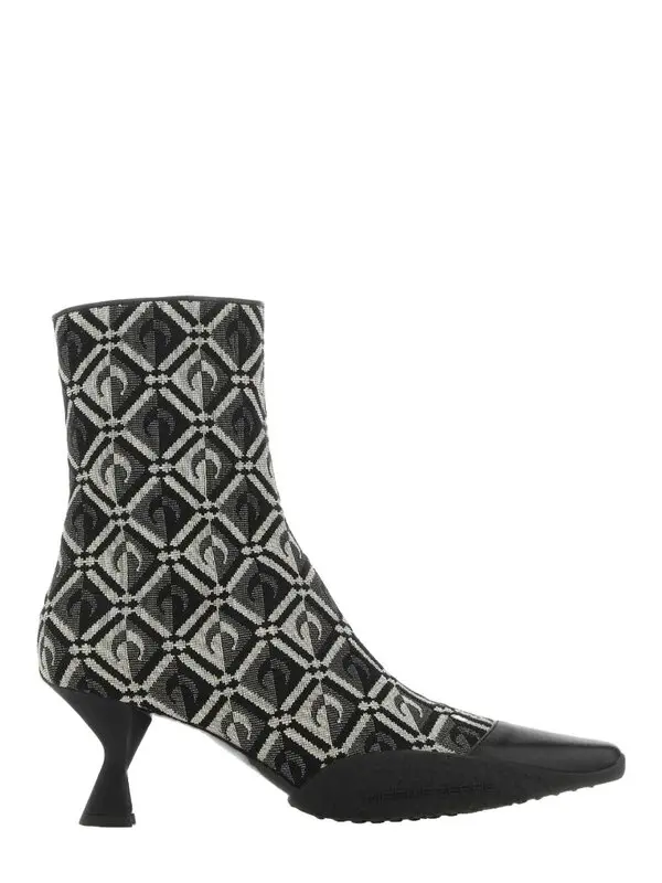 MARINE SERRE Pointed Toe Monogram Boots - Black