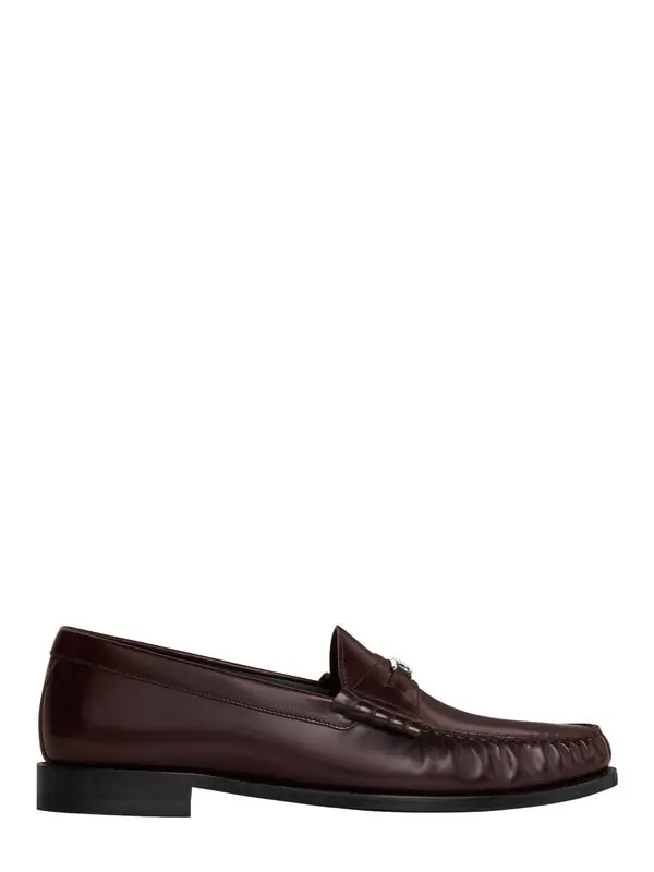 Celine Luco Triomphe Loafer In Polished Bull - Dark Brown/silver