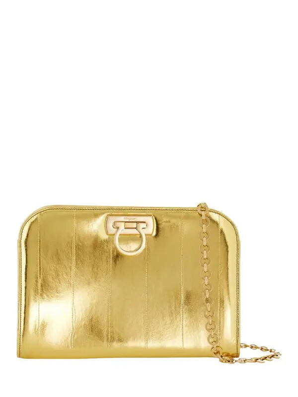 FERRAGAMO Diana Clutch With Gancio Buckle - Gold