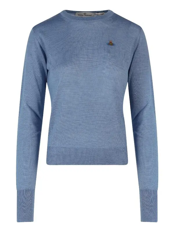 VIVIENNE WESTWOOD Orb Embroidered Knit Jumper - Blue