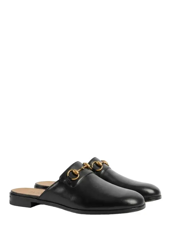 Gucci Horsebit Leather Mules - Black