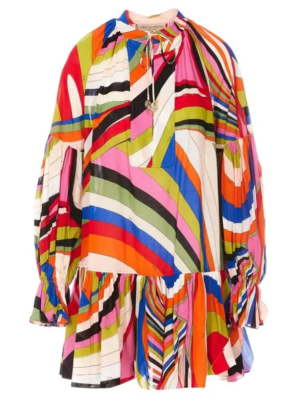 Emilio Pucci Iride-printed Ruffled Trim Mini Dress - Multicolor