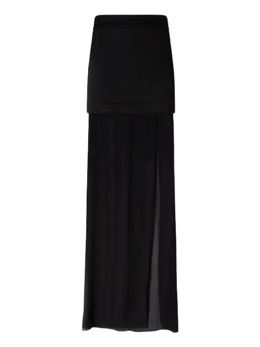 Pinko Layered Maxi Skirt With Side Slit - Black