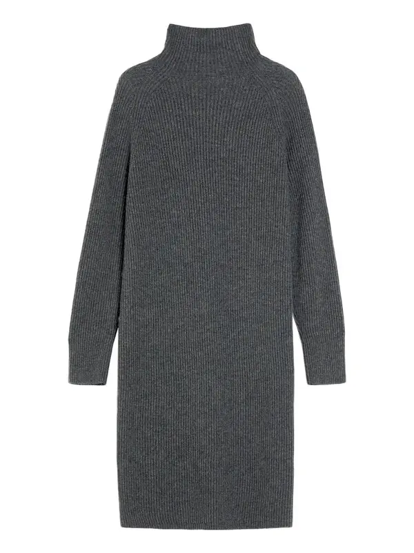 Max Mara Long-sleeved Wool Cashmere Dress - Medium Gray