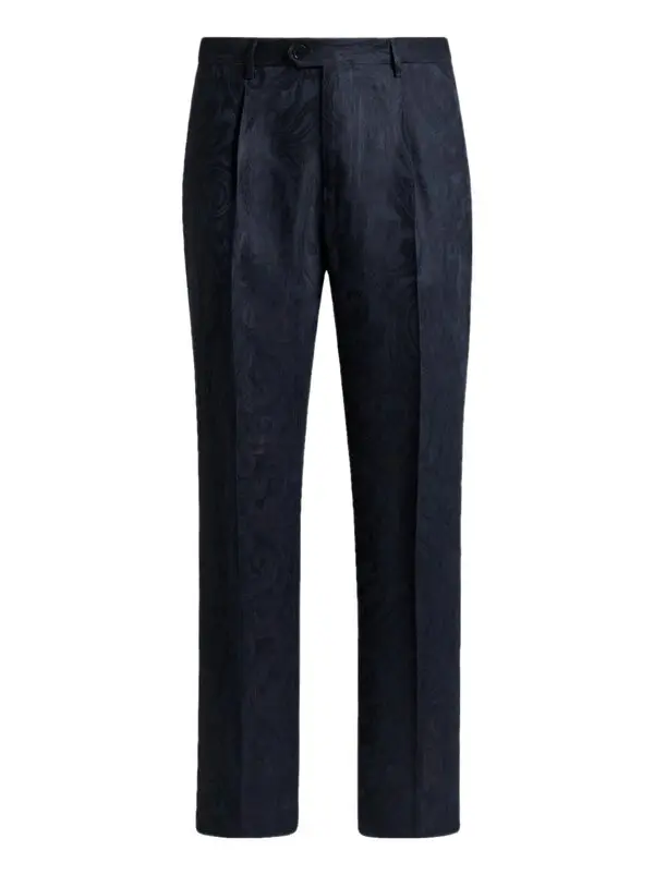 Etro Jacquard Straight Leg Trousers - Black