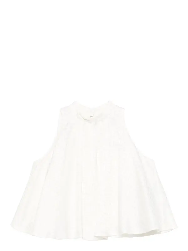 Balmain Patterned Jacquard Sleeveless Blouse - White