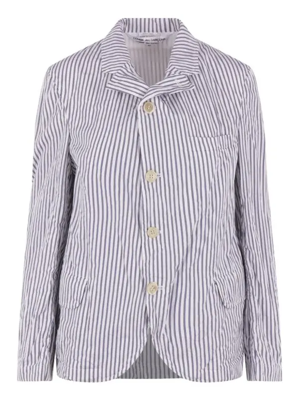 Comme Des Garçons Single-breasted Striped Blazer - Blue