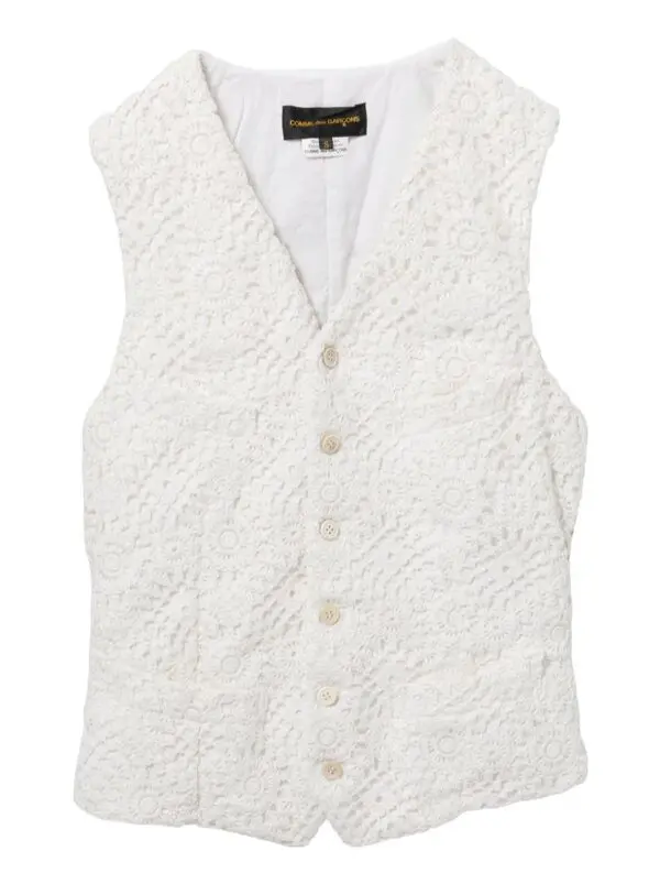 Comme Des Garçons Sleeveless Embroidered Vest - White