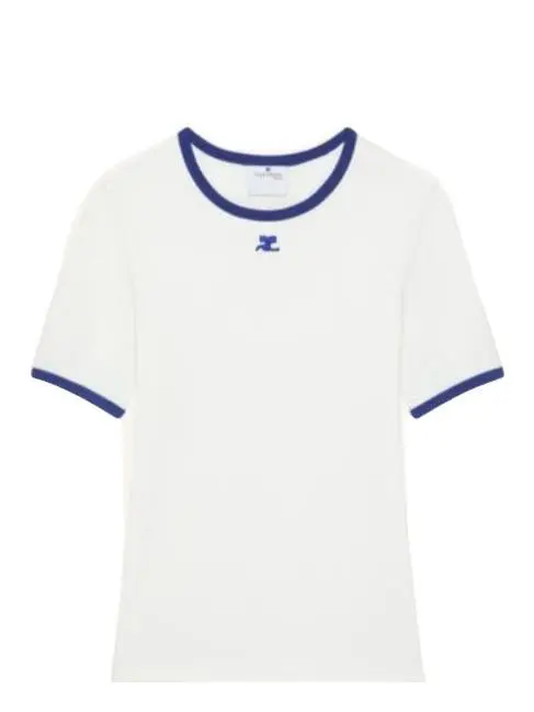 COURREGES Courrèges Color-blocked Crewneck T-shirt - Heritage White Mineral Bl