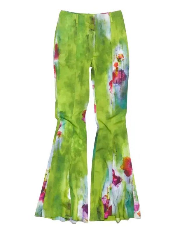 Acne Studios Flared Tie-dye Print Trousers - Green